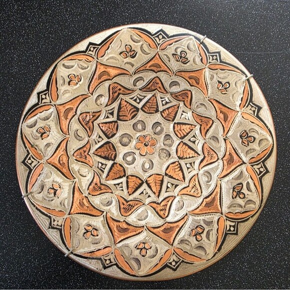 Accents | Vintage Copper Brass Decorative Plate 11 Reflective Etching ...